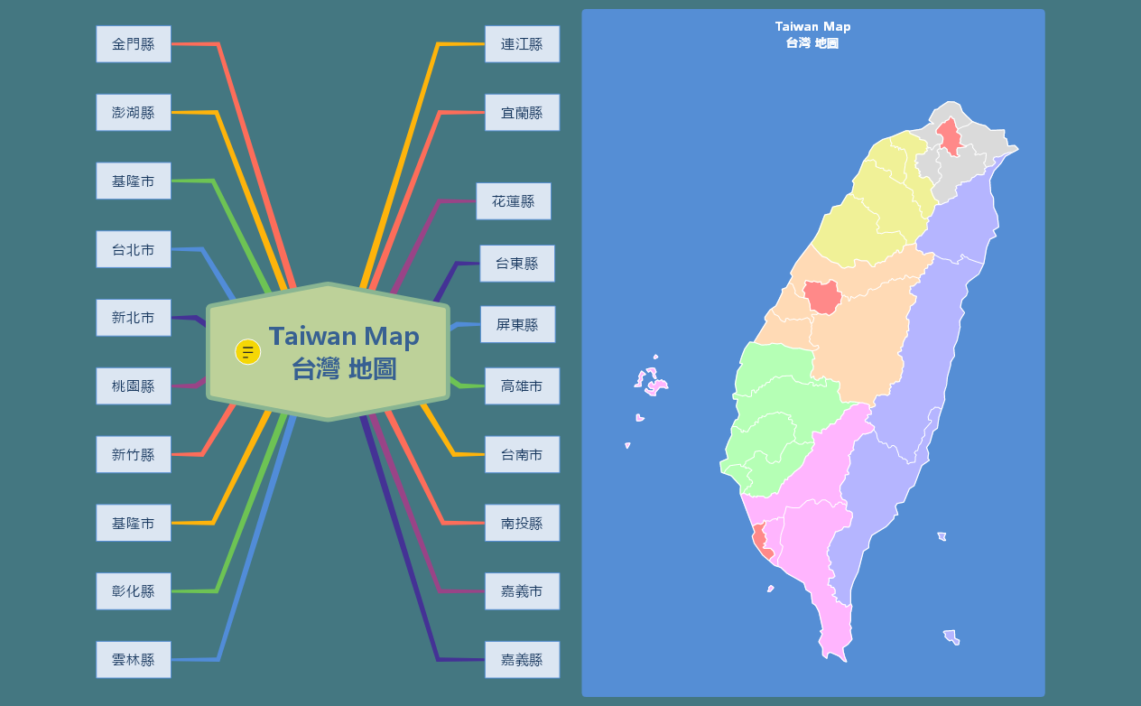 Taiwan Map 台灣地圖 | BigELK176 ≡ - Xmind