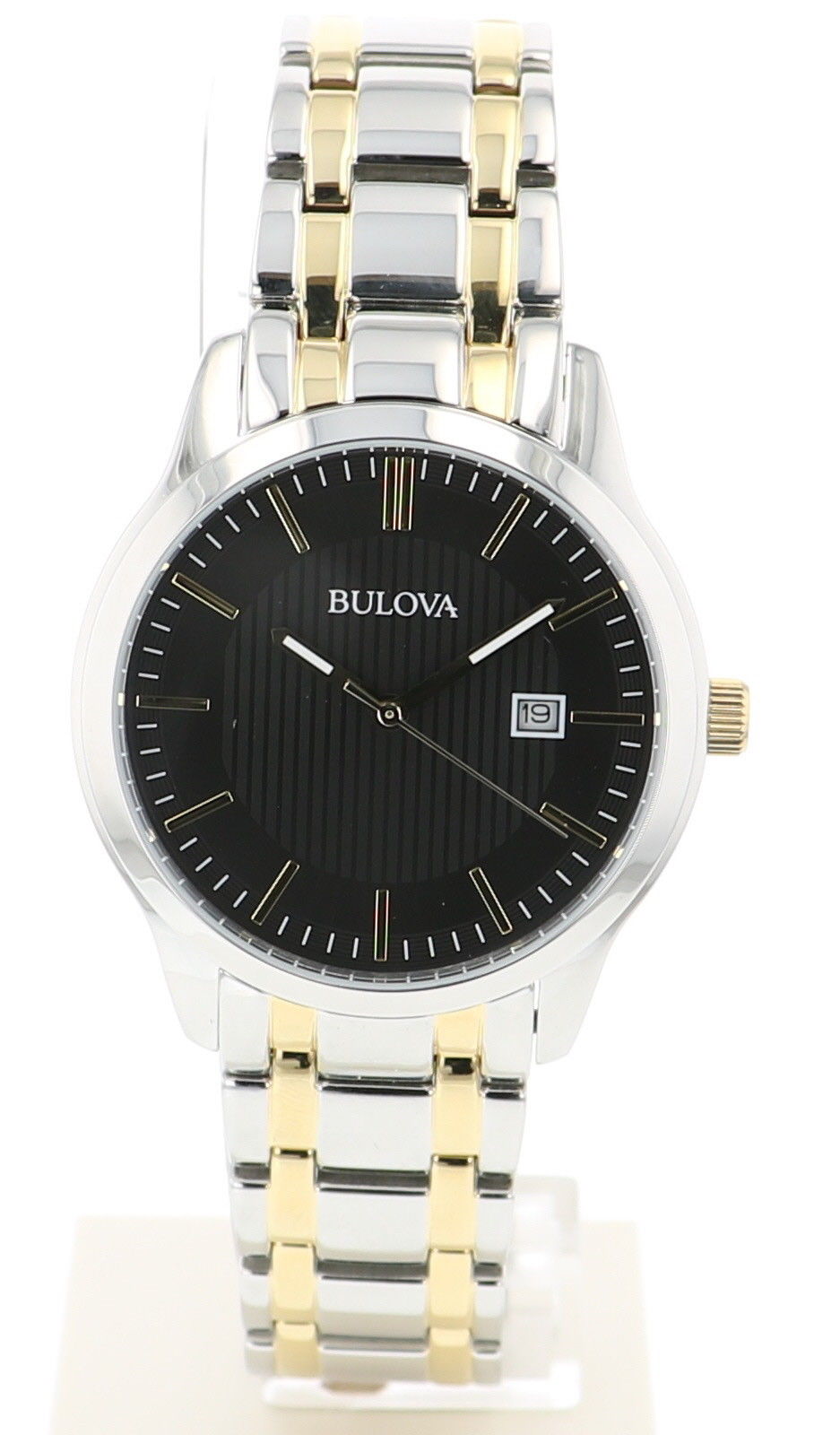 Bulova Mens 98B237 Quartz Black Dial Two-Tone Bracelet 39mm Watch