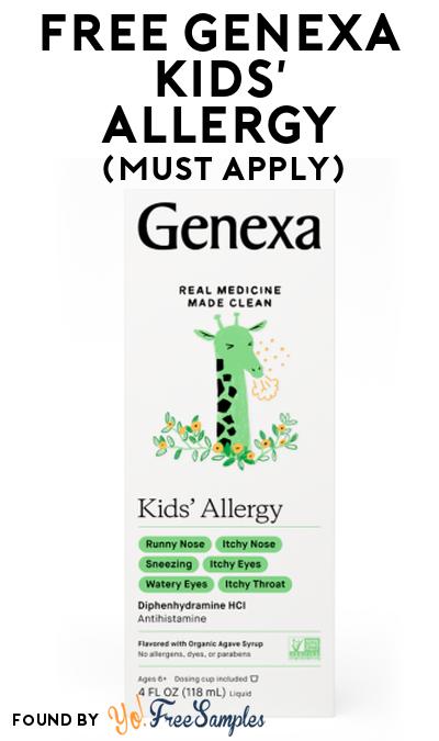 FREE Genexa Kids' Allergy At Social Nature (Must Apply)