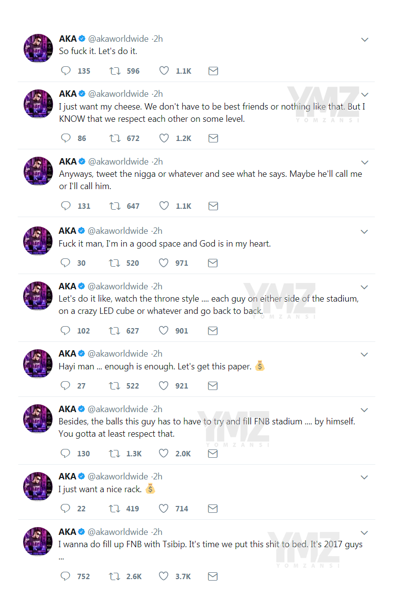 AKA reveals he wants to Fill Up FNB Stadium with Casper Nyovest ...