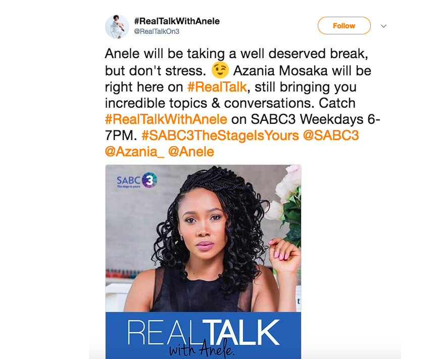 Azania takes over 'Real Talk with Anele' for this month - YOMZANSI ...