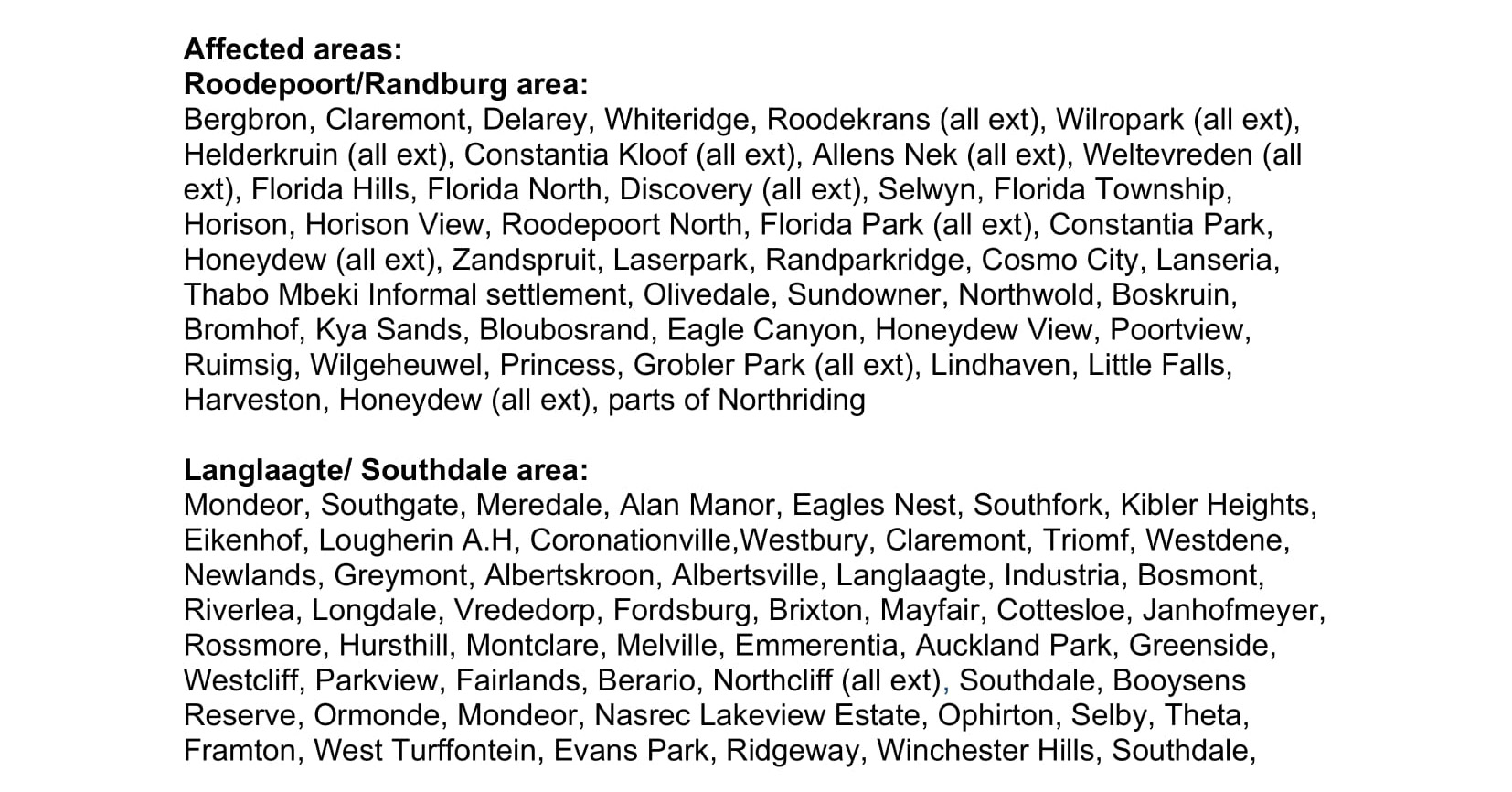 Rand Water announces 54 hour water cuts in Gauteng — here are the ...