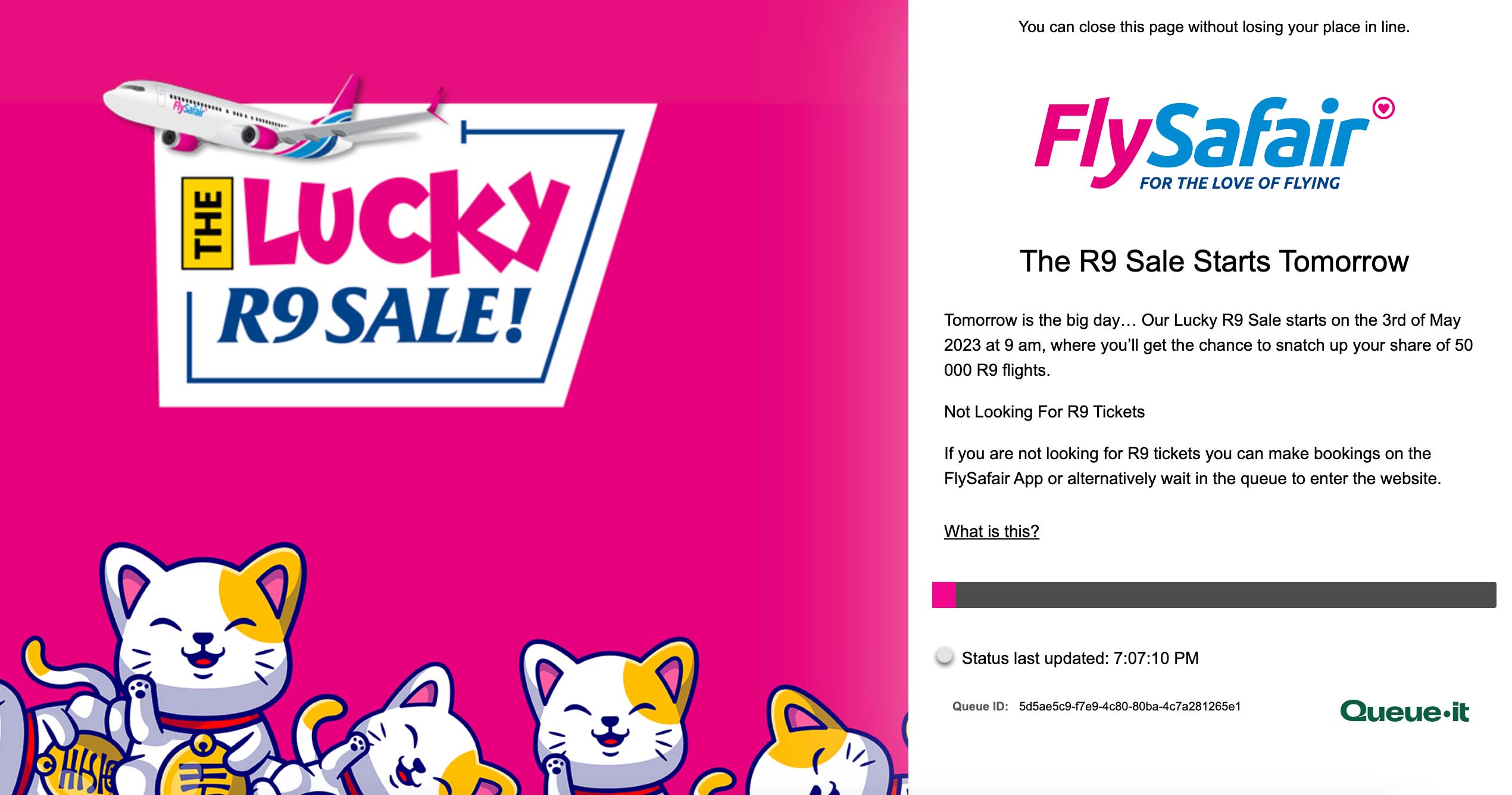 FlySafair's R9 ticket sale