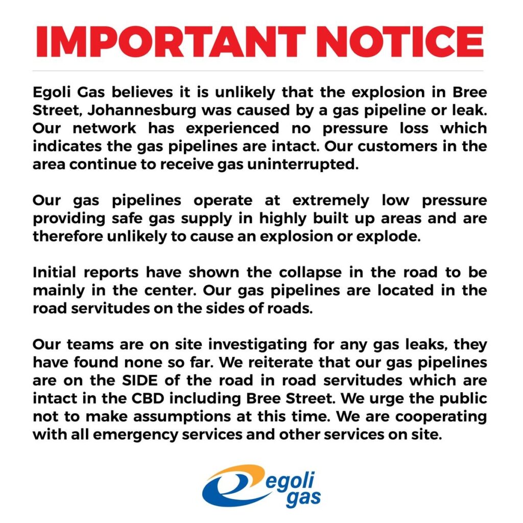 Reported gasline explosion hits Bree Street in Johannesburg CBD