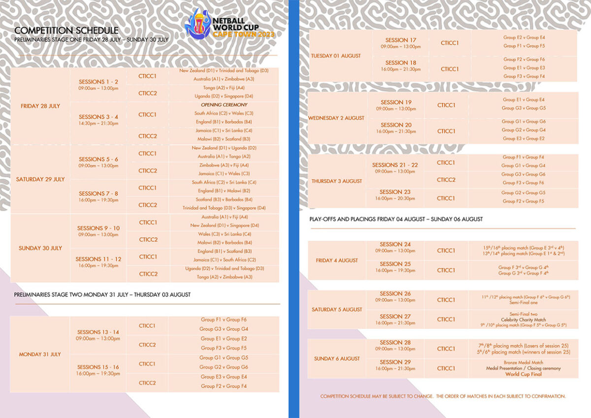 2023 Netball World Cup - Matches, Fixtures, News