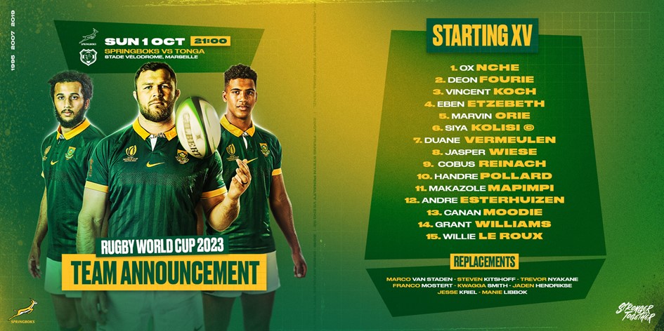 Hander Pollard to play in Springboks vs. Tonga match this Sunday