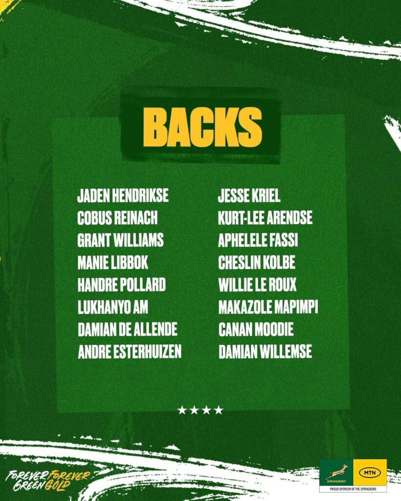 Springboks vs. Scotland 10 November 2024 Kick-off at 6:00pm