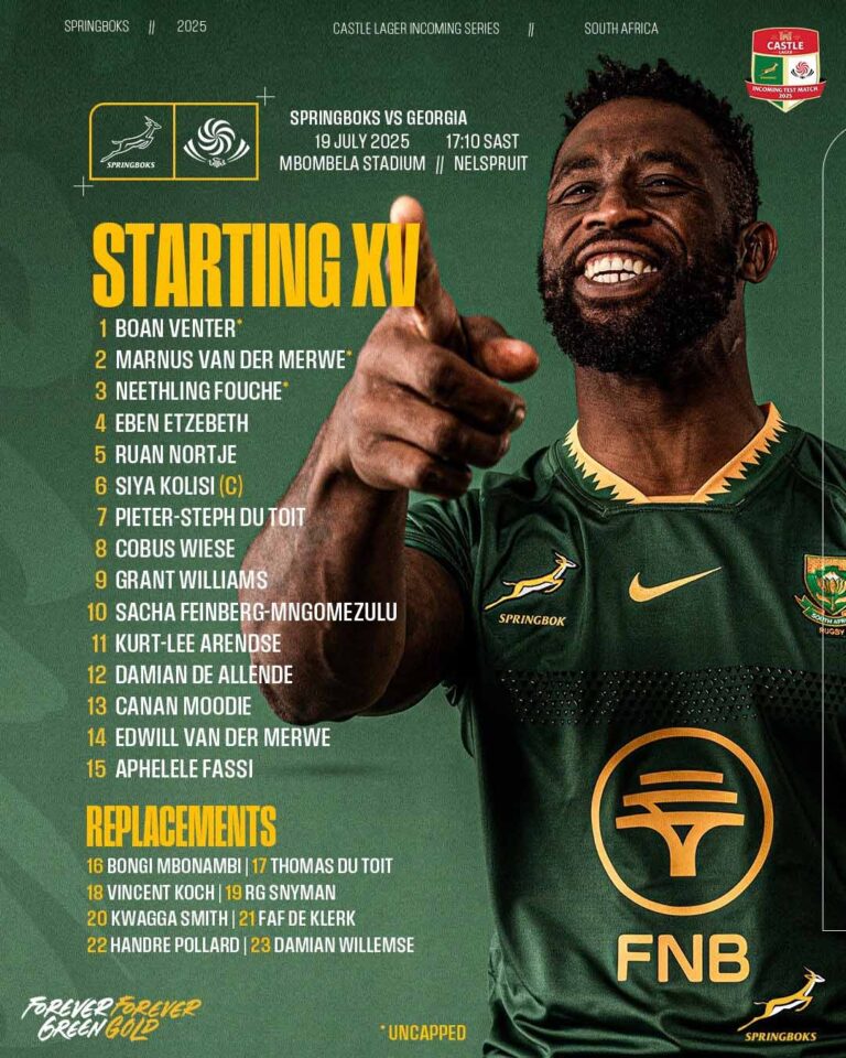 Springboks vs. Georgia, 19 July 2025, at Mbombela Stadium