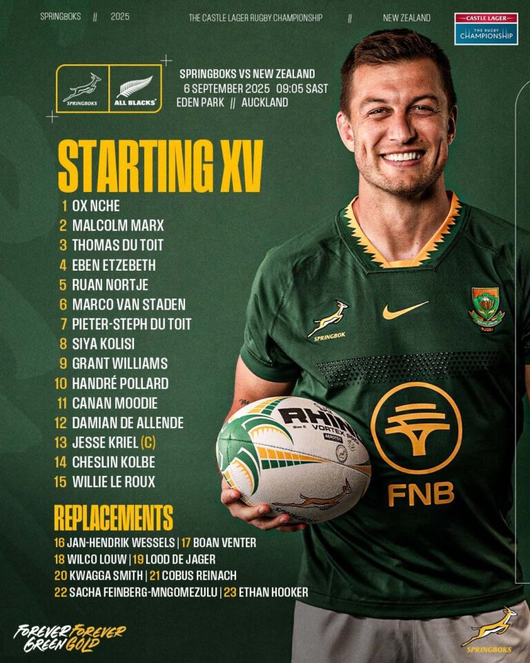 Springboks vs New Zealand: 06 Septemeber 2025