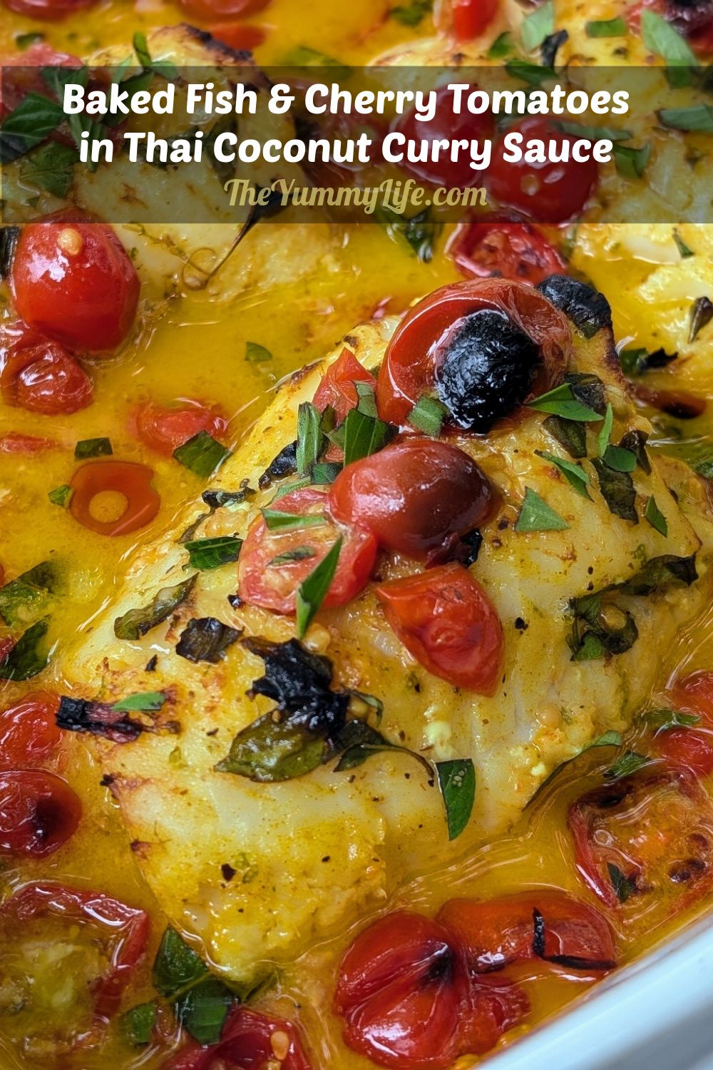 Baked Fish and Tomatoes with Coconut Curry Sauce