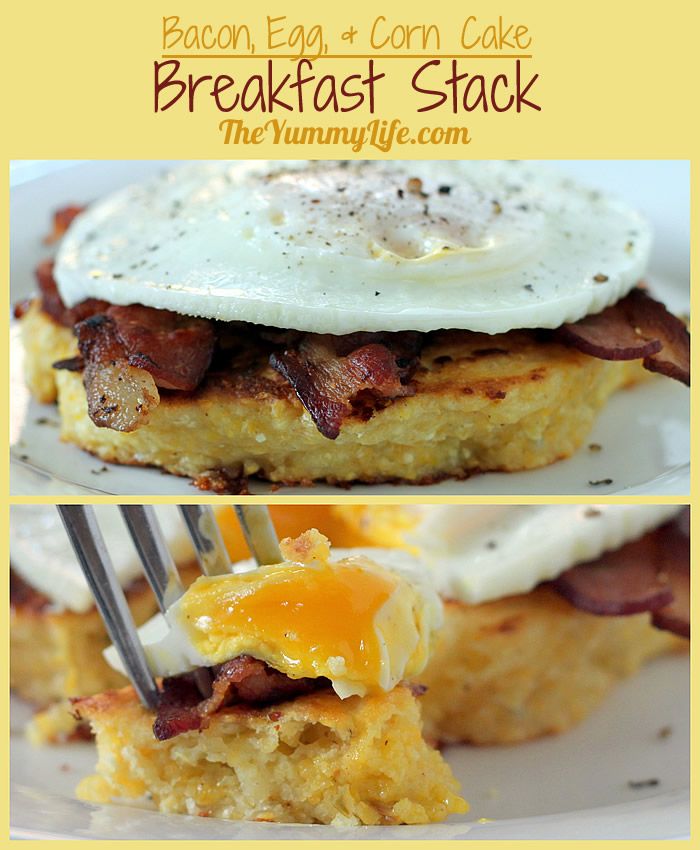 Corn Cake Breakfast Stack with Bacon & Eggs