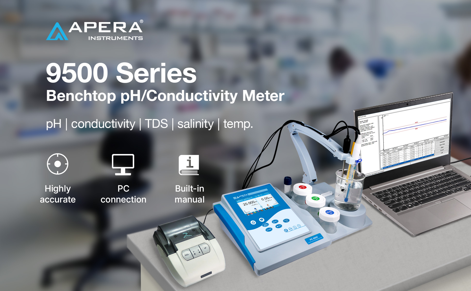 PC9500 Research-grade Benchtop pH/Conductivity Multiparameter Meter Kit