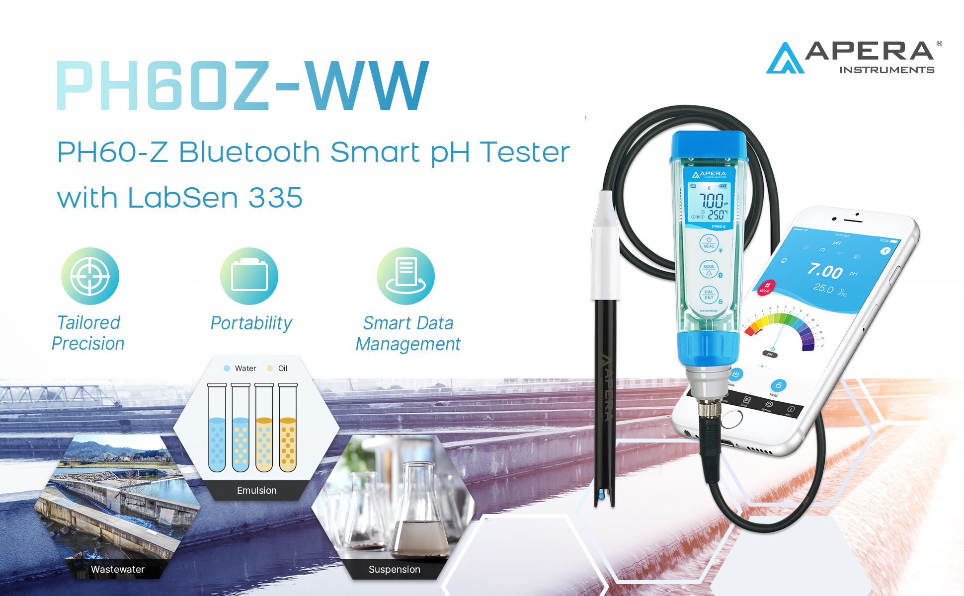 PH60Z-WW Smart pH Tester Kit for Wastewater, Suspensions, Emulsions and ...