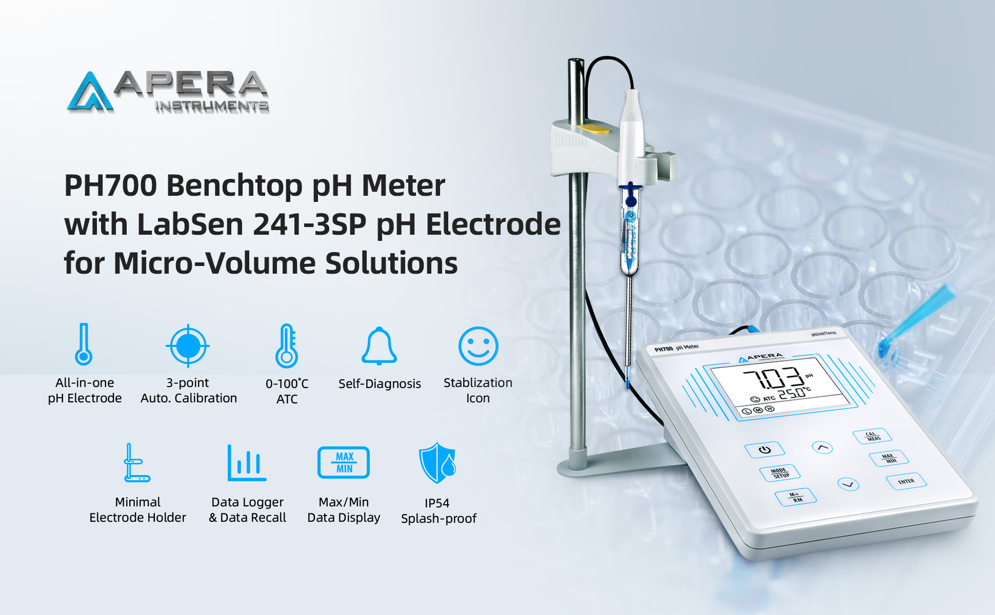 PH700-MS Benchtop Lab pH Meter for Micro-volume (>15 micro liters ...
