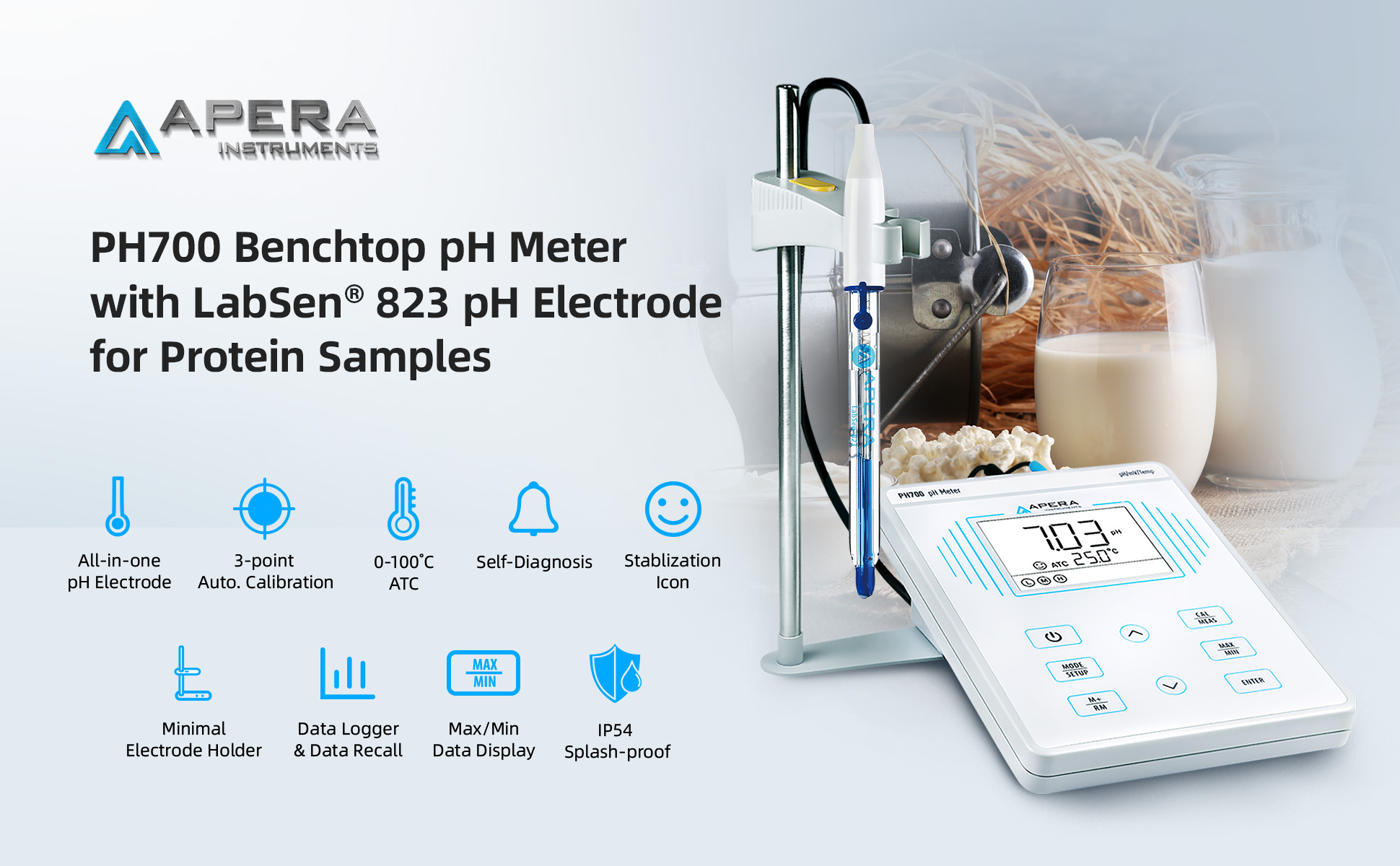 PH700-BC Benchtop Lab pH Meter for Biotechnology and Pharmaceutical ...