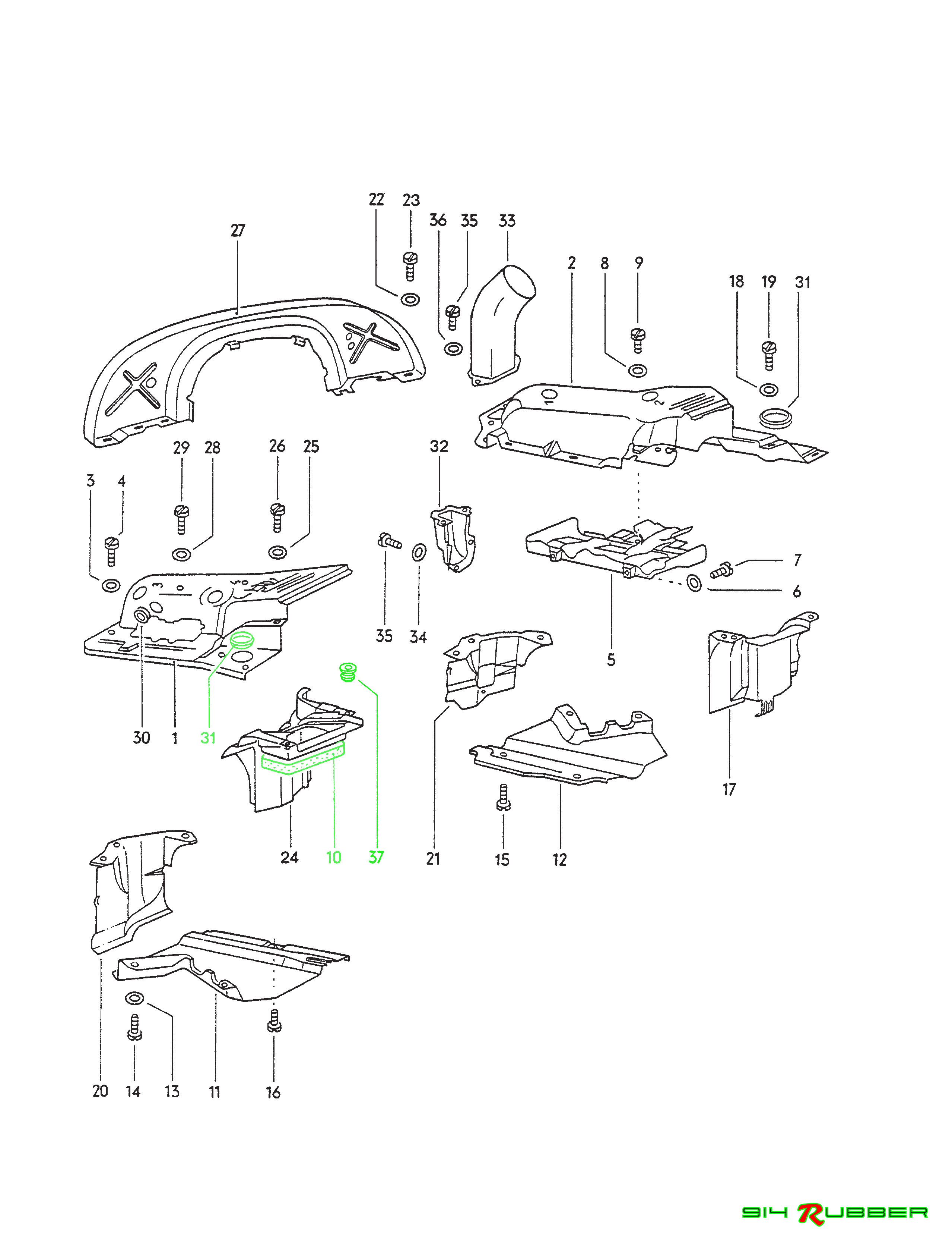 Engine Cover, Air Duct 914-4
