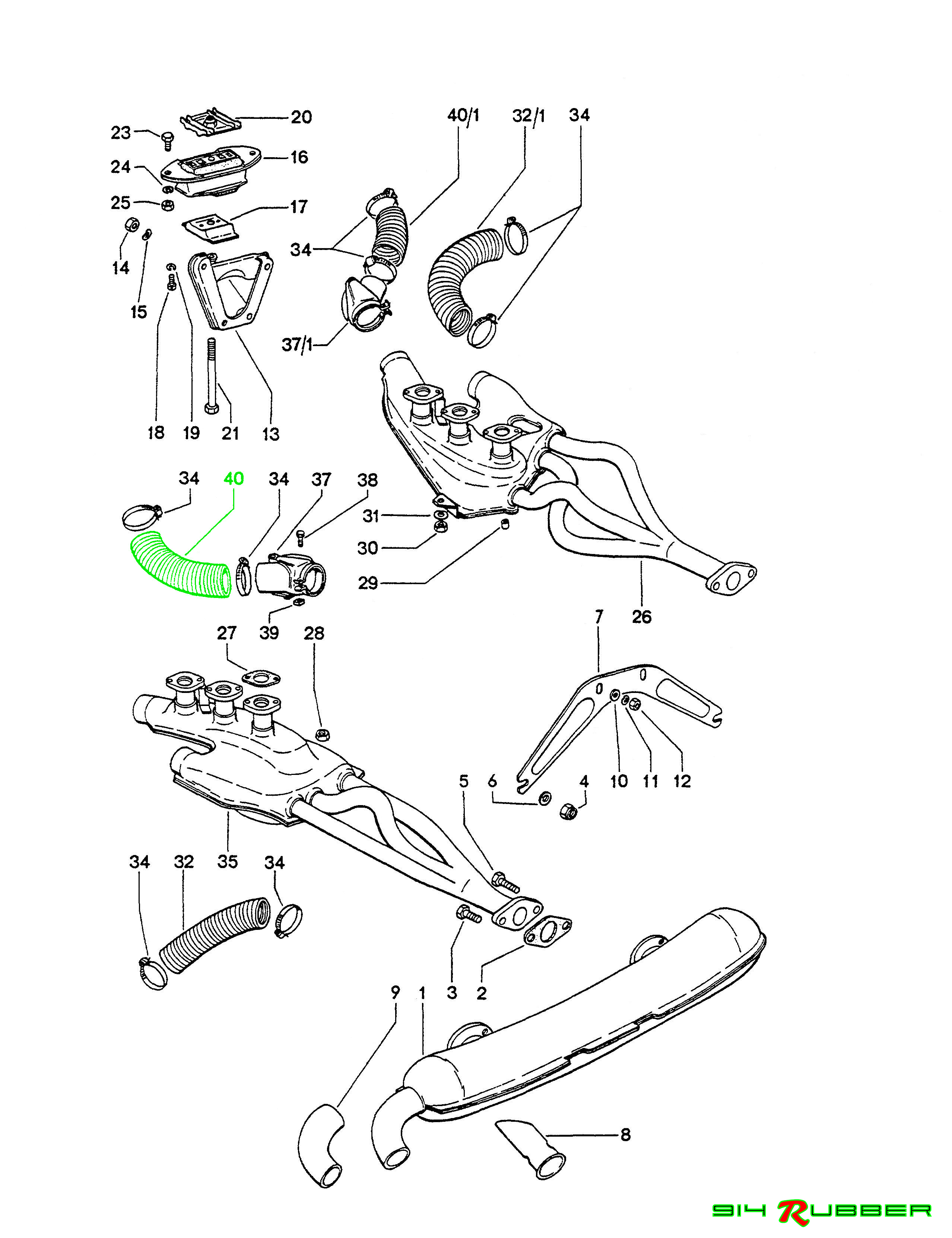 202-00 Exhaust System, Heating Air Supply, Engine Suspension