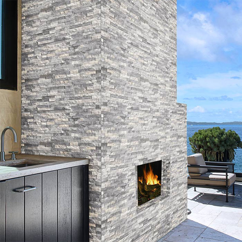 Gray Marble Stacked Stone Ledger Corners - Rockmount