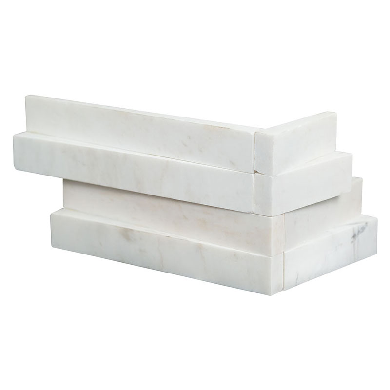 White Marble Stacked Stone Ledger Corners - Rockmount