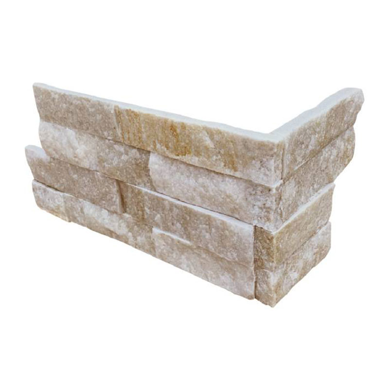 White Quartzite Stacked Stone Ledger Corners - Rockmount