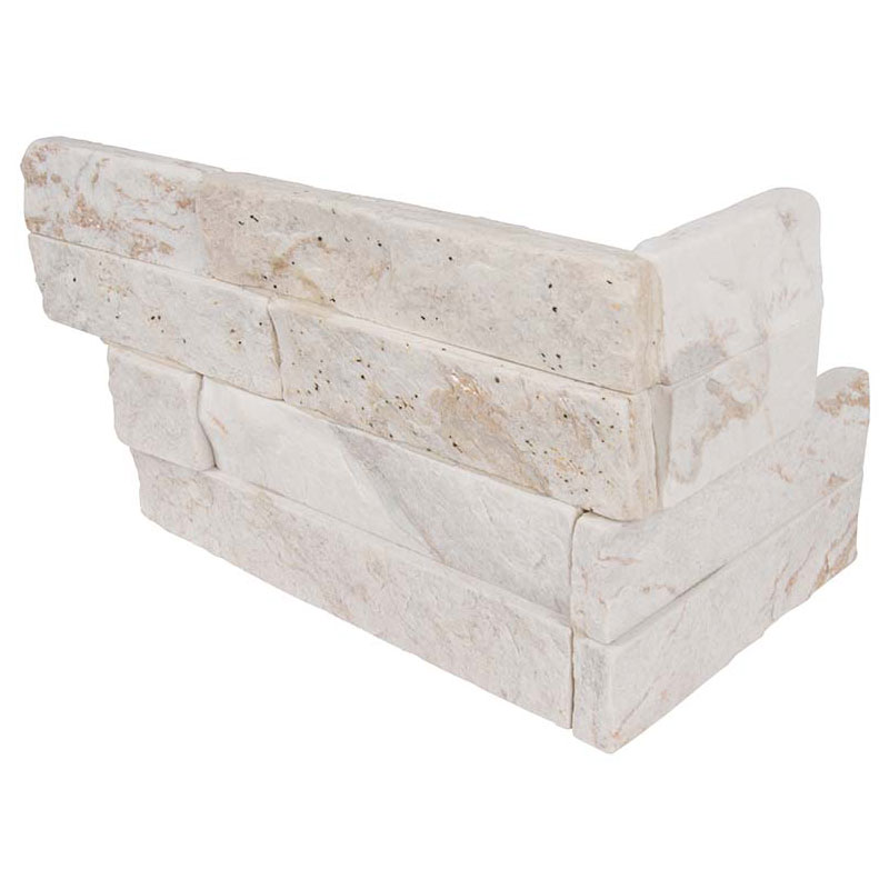 White Quartzite Stacked Stone Ledger Corners - Rockmount