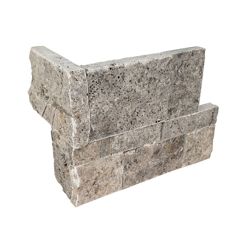 Silver Travertine XL Travertine Stacked Stone Ledger Corners - XL-Rockmount