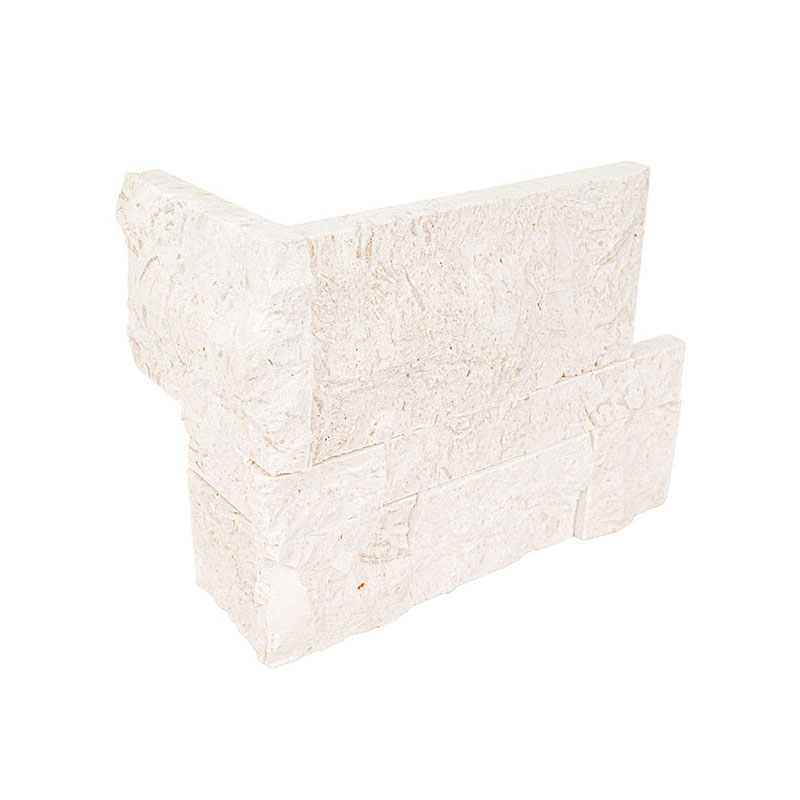 Mayra White XL Limestone Stacked Stone Ledger Corners - XL-Rockmount