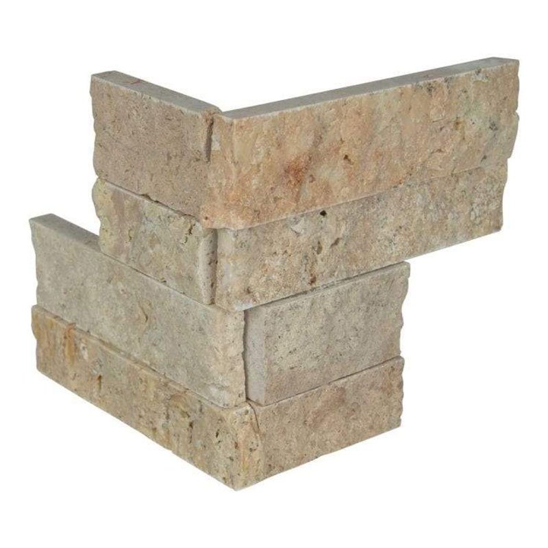Roman Beige Mini Travertine Stacked Stone Ledger Corners - M-Series