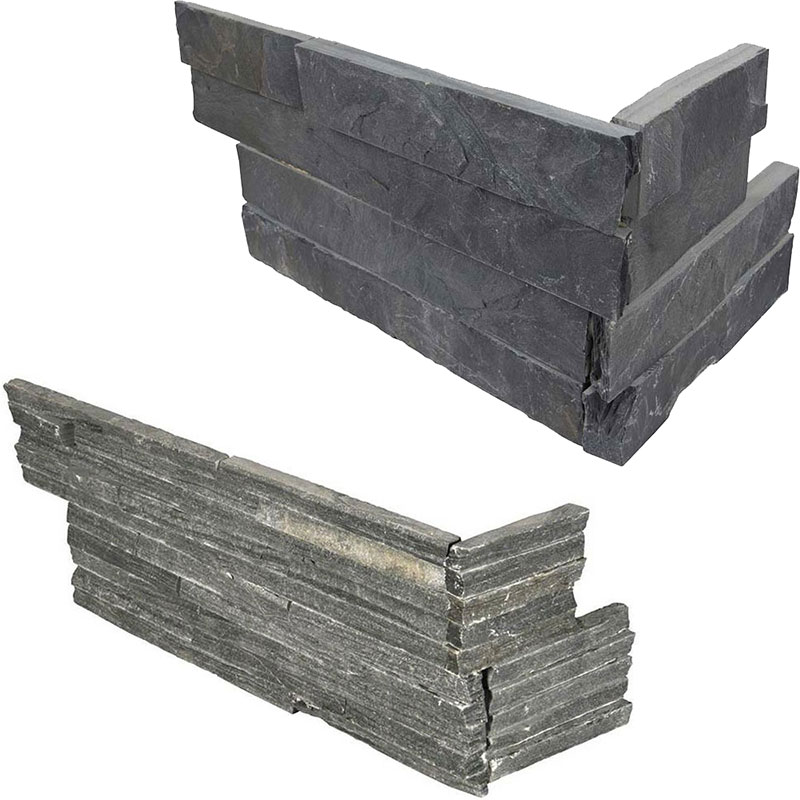 Black Slate Stacked Stone Ledger Panels - Rockmount