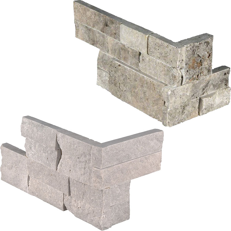 Gray Travertine Stacked Stone Ledger Panels - Rockmount