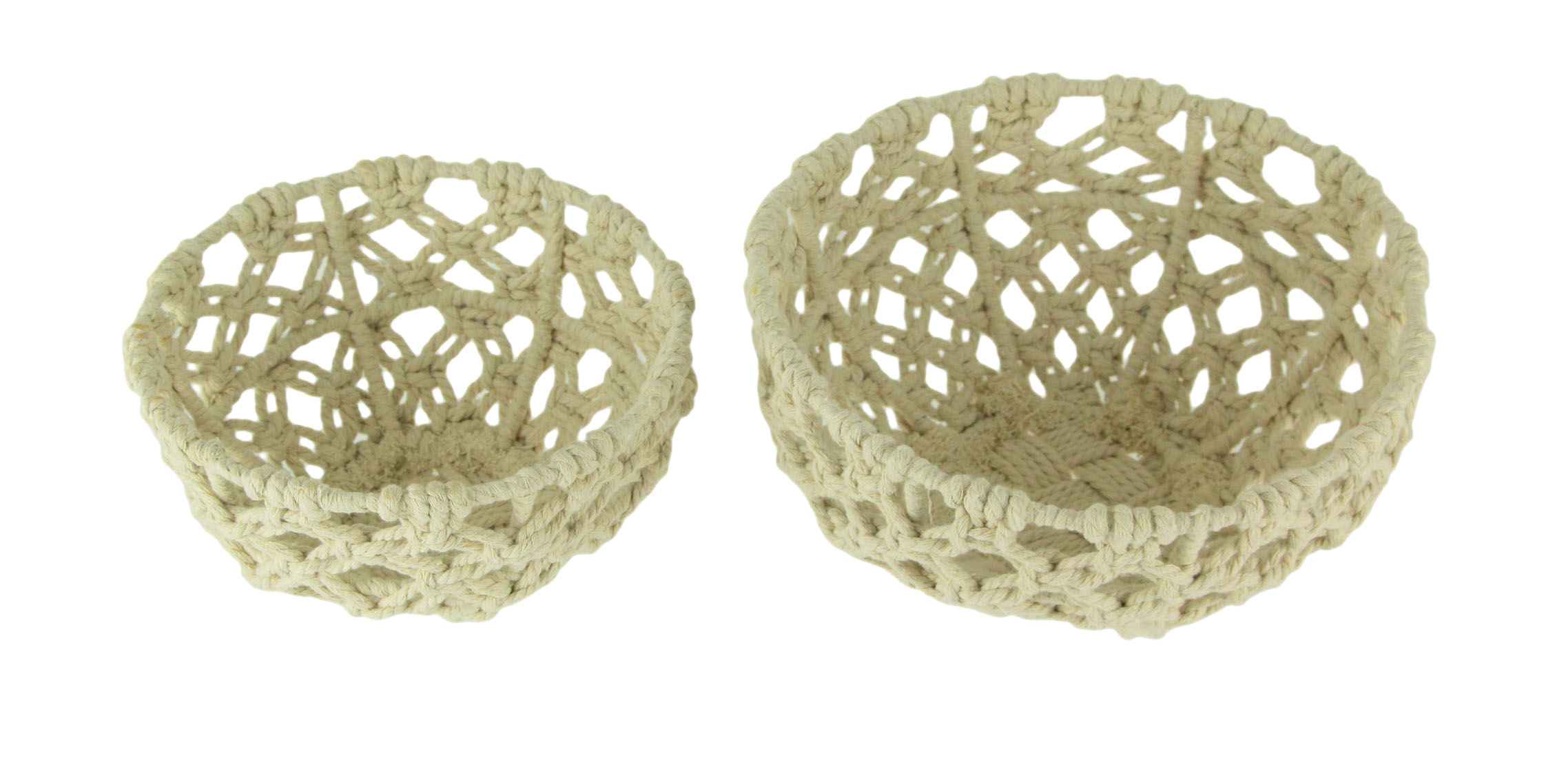 Things2die4 Off-White Handwoven Macrame Decorative Bowls Set of 2