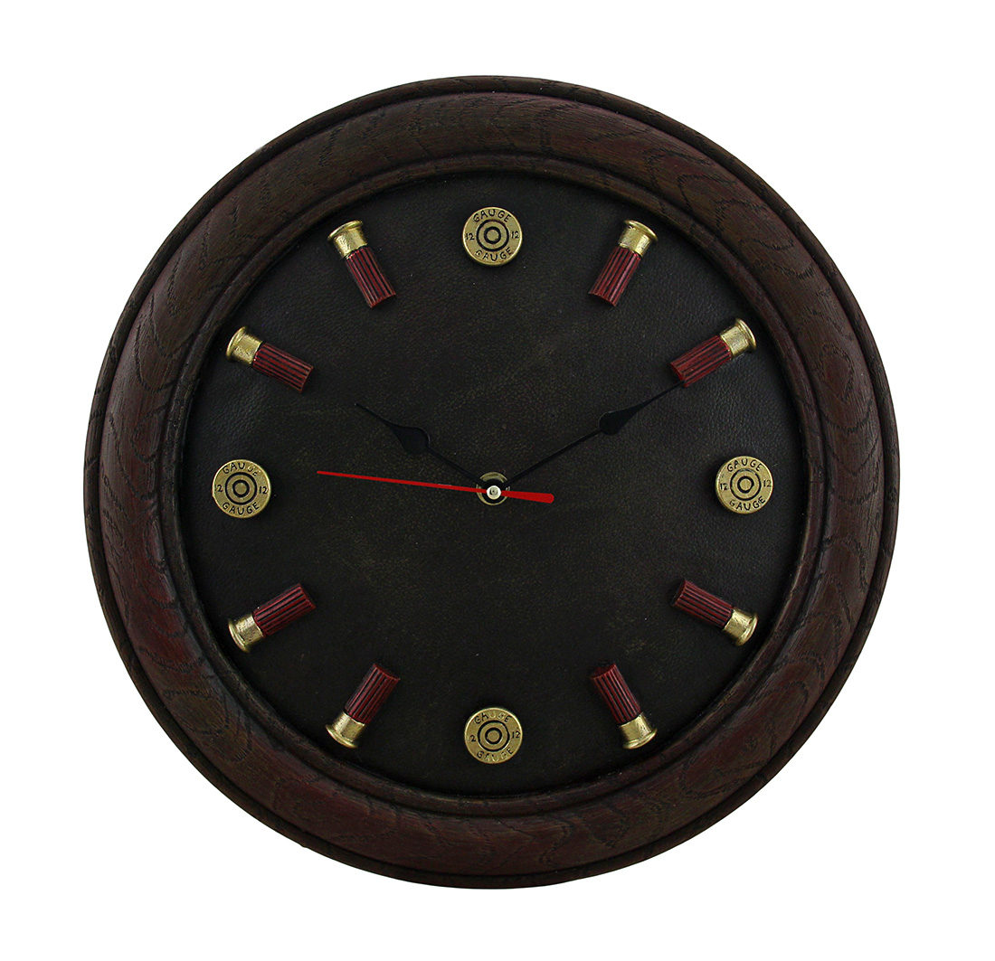 Rustic Wood Look Shot Gun Shell Decorative Wall Wall Clocks - Tanga