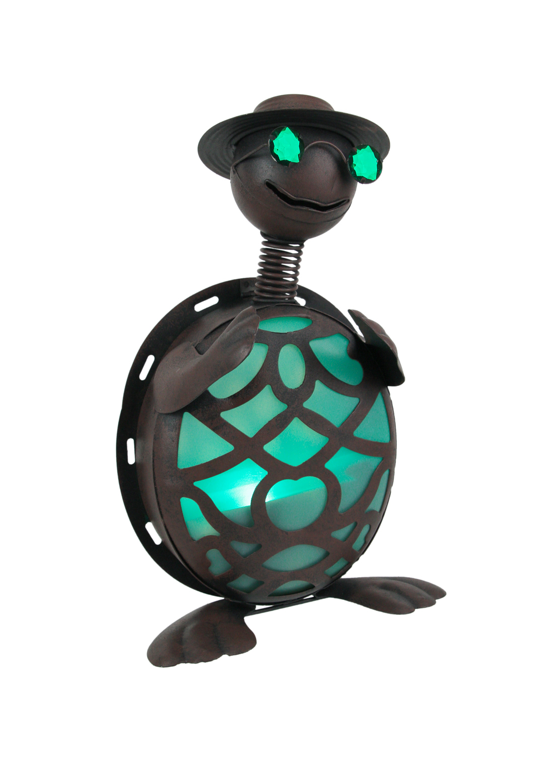 Gerson GN Rustic Finish Metal Art Turtle in Hat and Sunglasses Solar ...