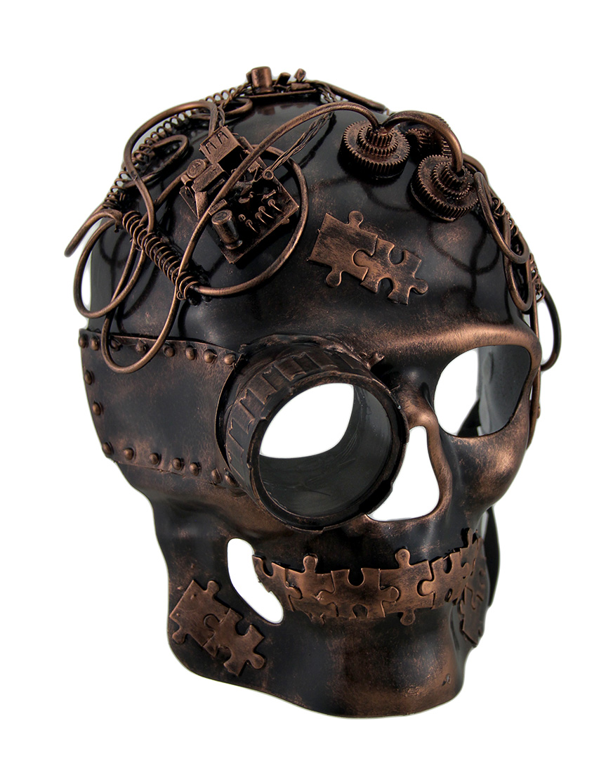 Metallic Steampunk Skull W/Monocle Mask Mens Costume Masks - Tanga