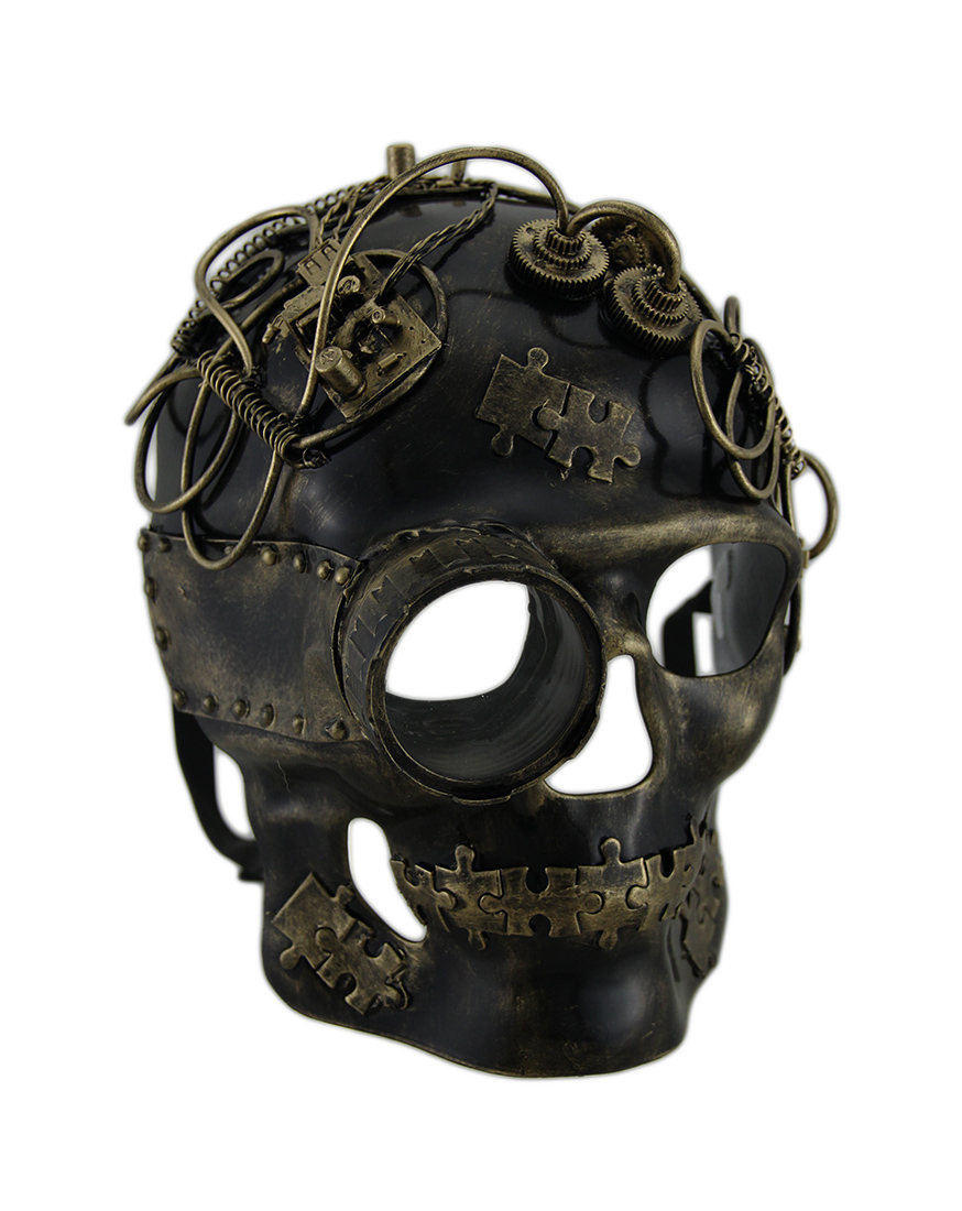 Metallic Steampunk Skull W/Monocle Mask Mens Costume Masks - Tanga