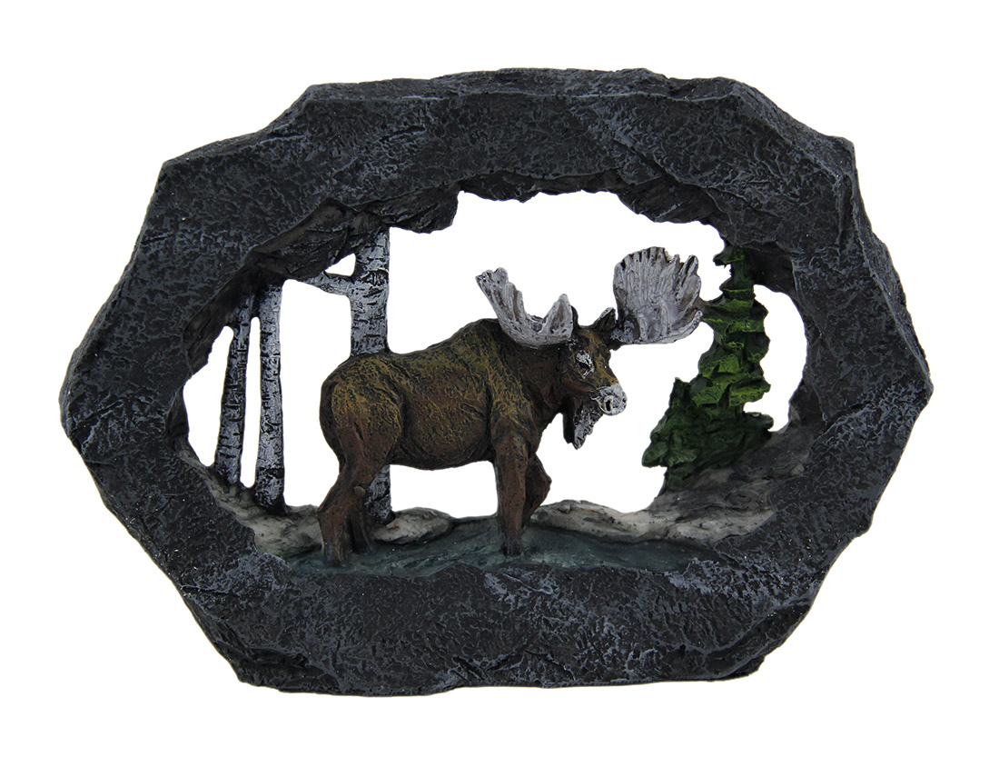 Zeckos Rock Vistas Stone Look Frame Moose Sculpture