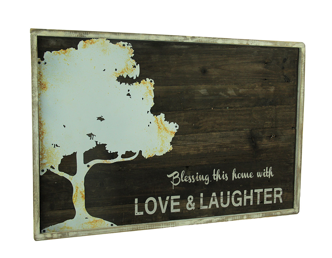 PD Home & Garden Rustic Wood Love and Laughter Blessings Tree Wall Hanging