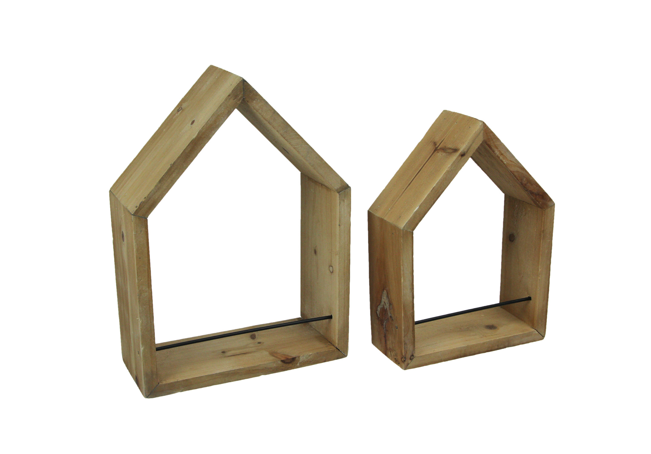 Things2die4 Set of 2 House Shaped Wooden Wall Mounted Shelves
