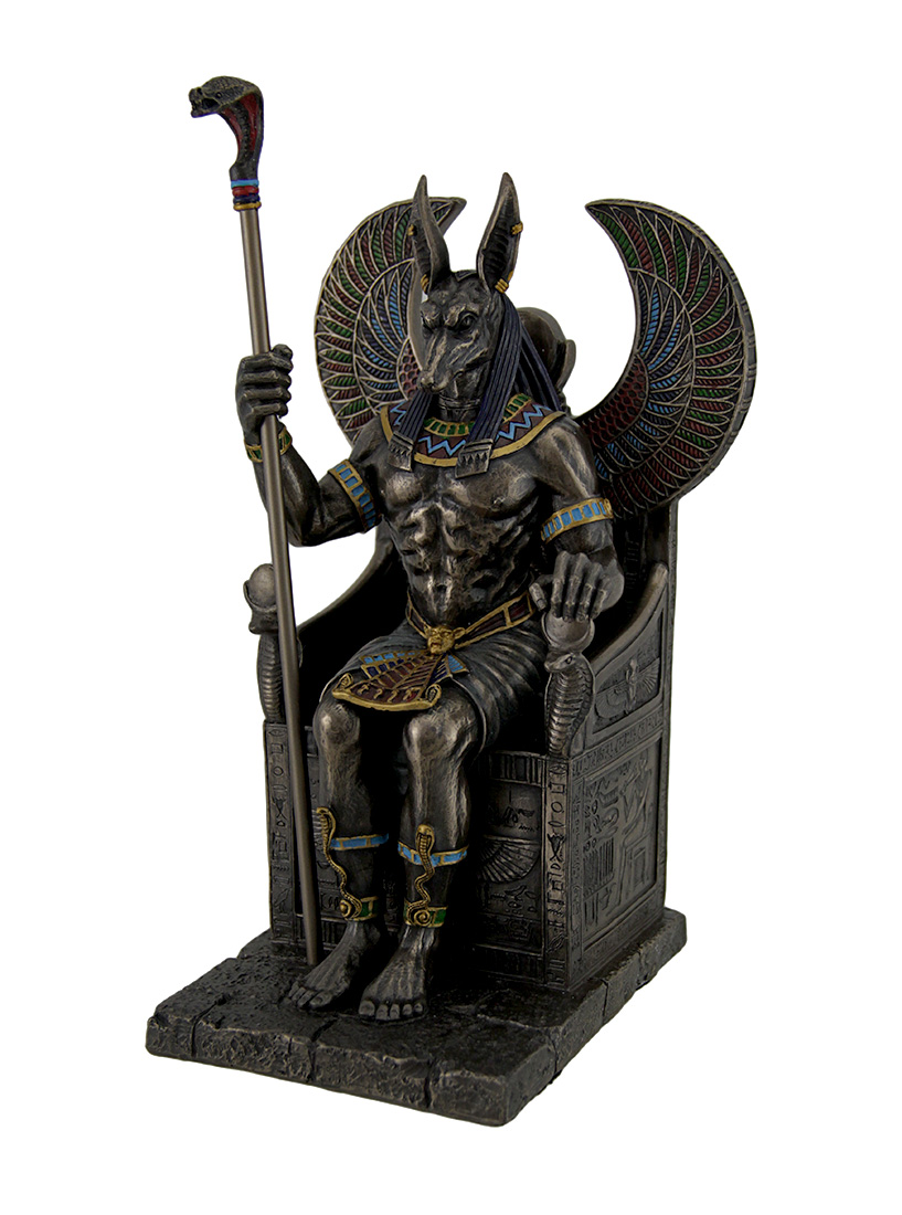 Omen Sitting Anubis Statue In Black And Gold Finish Made