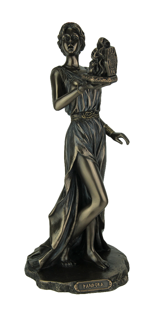 Veronese Design Metallic Bronze Finish Pandora's Box Greek Myth Statue