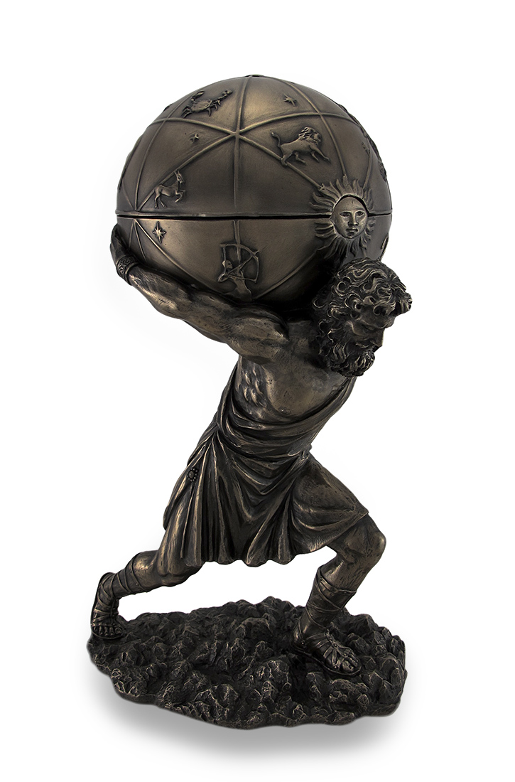 Veronese Design Bronzed Atlas Holding Up Celestial Sphere Statue ...