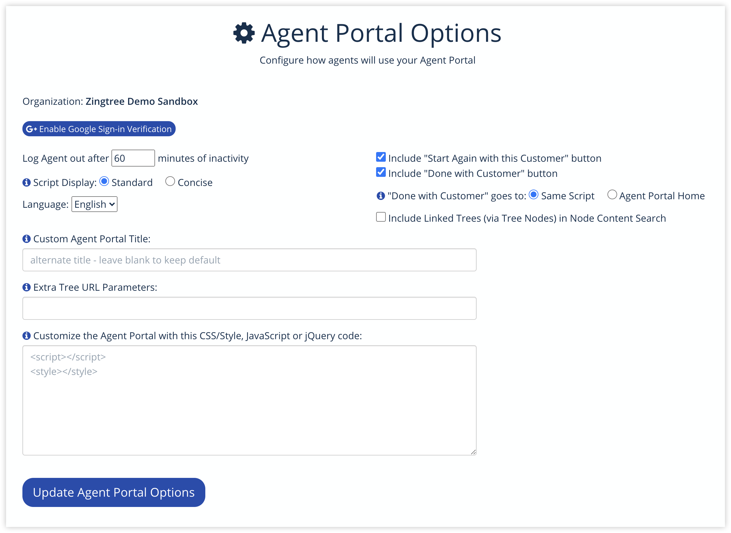 Agent Portal Options: Customizing the Agent Portal – Zingtree Help Center