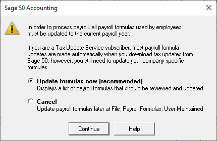 How to update User-Maintained formulas