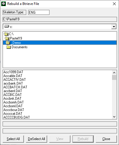 How do I rebuild a Btrieve file using the Rebuild Utility