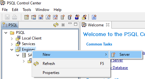 How to create a database using Pervasive Control Center