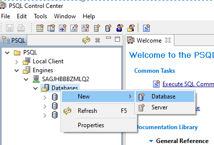 How to create a database using Pervasive Control Center