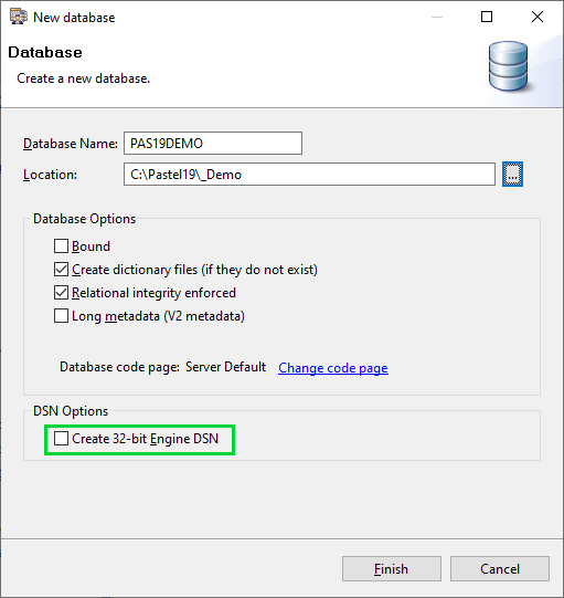 How to create a database using Pervasive Control Center