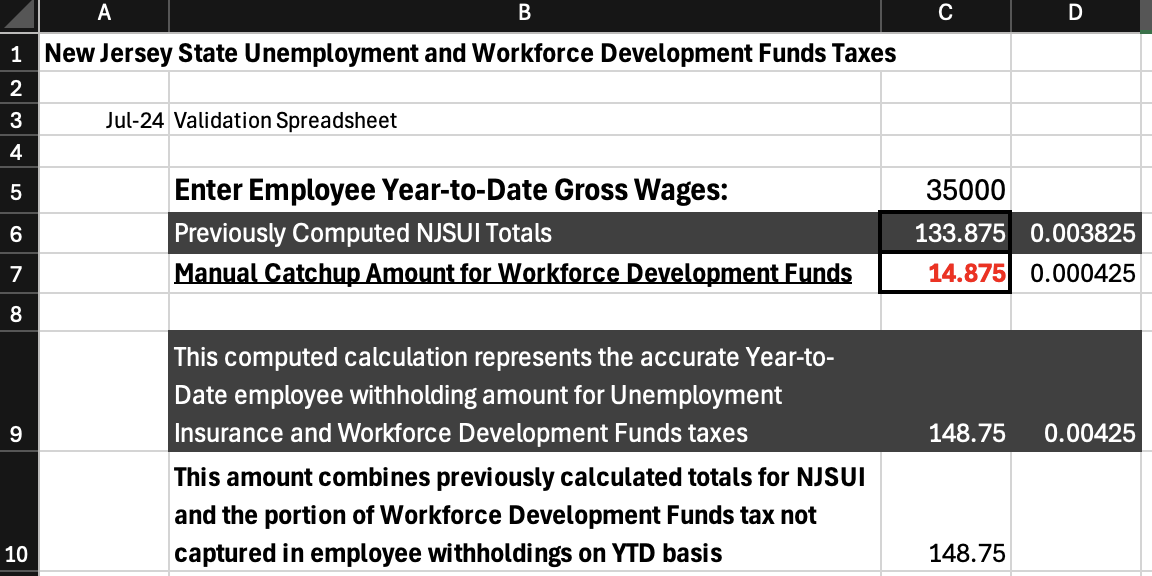 New Jersey State Unemployment Tax catchup for 2024