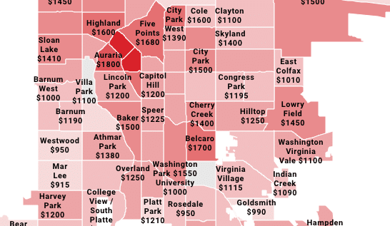 Mapped: Denver Neighborhood Rent Prices (Spring 2019)
