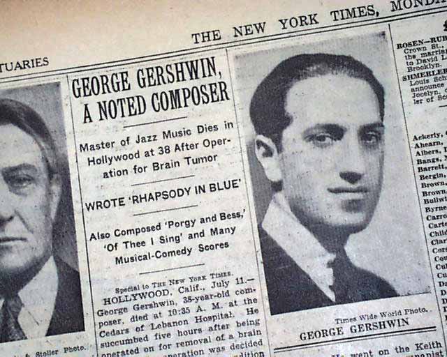 George Gershwin…The World Renowned Pianist And Composer Of Jazz ...